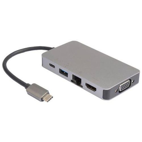 Adapter E-Green USB(C)-HDMI+VGA+2USB3+LAN+USB(C)