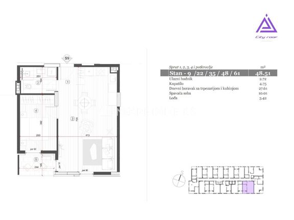 Novogradnja- Nova Pazova - Dvosoban stan na prodaju - 48.51 m2