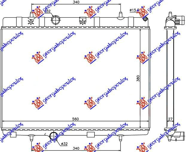 HLADNJAK MOTORA BENZIN/DIZEL (38x56x2.7) (LEMLJEN SPOJ) PEUGEOT 1007 (2005-2009) (OEM: 1330.P8, 1330.P9, 1330A1)