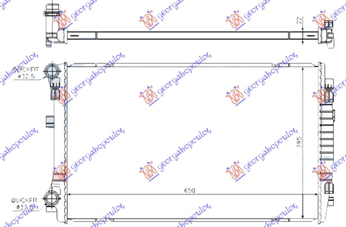 HLADNJAK MOTORA 1.0 TSi/1.2/1.4 TFSi BENZIN / 1.6/2.0 TDi DIZEL (650×400) (LEMLJEN SPOJ) CUPRA FORMENTOR (2020-) (OEM: 5Q0121251EM, 5Q0121251ER, 5Q0121251GD)