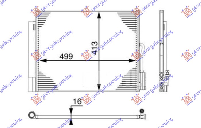 HLADNJAK KLIME 1.6 CDTI DIZEL (MANUELNI) (530×410) OPEL MERIVA (2014-) (OEM: 1850355, 13361820, 39032301)