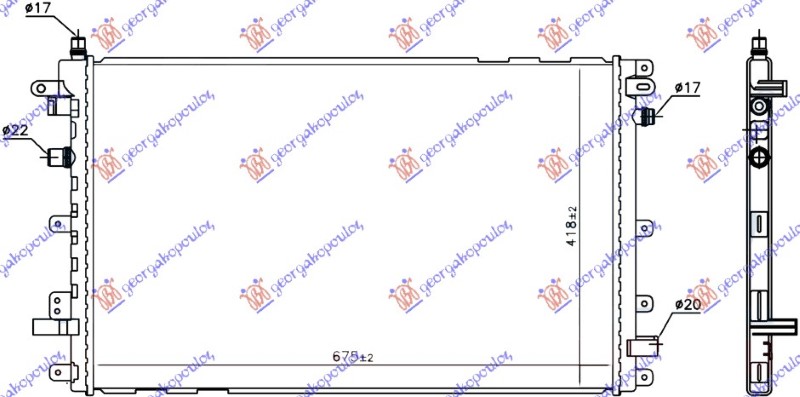 HLADNJAK MOTORA DODATNI HIBRID (675x435x16) OPEL AMPERA (2011-) (OEM: 1300324, 22765637)