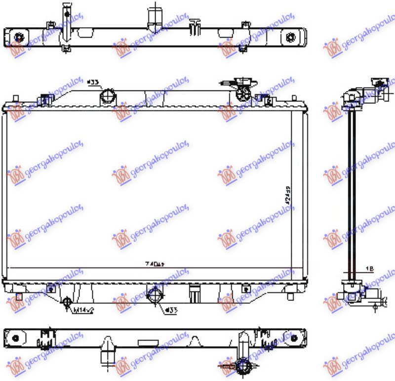 HLADNJAK MOTORA 2.0/2.5 BENZIN (42.5x74x16) MAZDA CX5 (2017-) (OEM: PYFW15200)