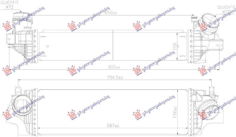 HLADNJAK INTERKULERA 2.0 BENZIN (72/72) (587×176) BMW X1 (F48) (2019-2022) (OEM: 17517617600)