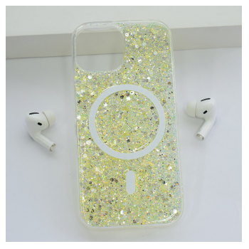 Maska Shine Shimmer Mag Case za iPhone 13 zuta