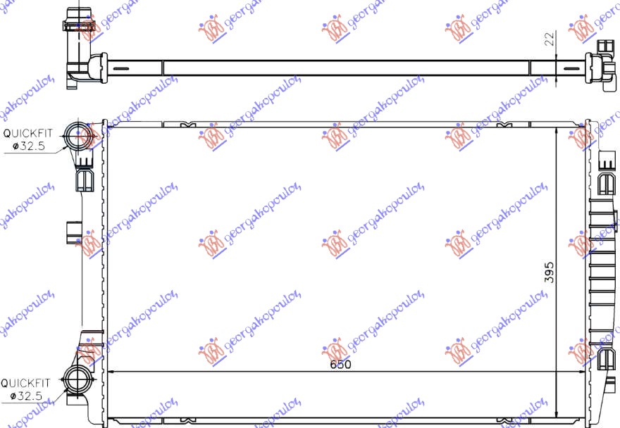 HLADNJAK MOTORA 1.0 TSi/1.2/1.4 TFSi BENZIN / 1.6/2.0 TDi DIZEL (650×400) (MEHANICKI SPOJ) VW T-ROC (2022-) (OEM: 5Q0121251EM, 5Q0121251ER, 5Q0121251GD)