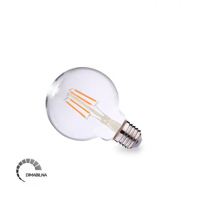 LED Sijalica Filament Dimabilnost, G80, 6W, E27, 2700K, 600lm