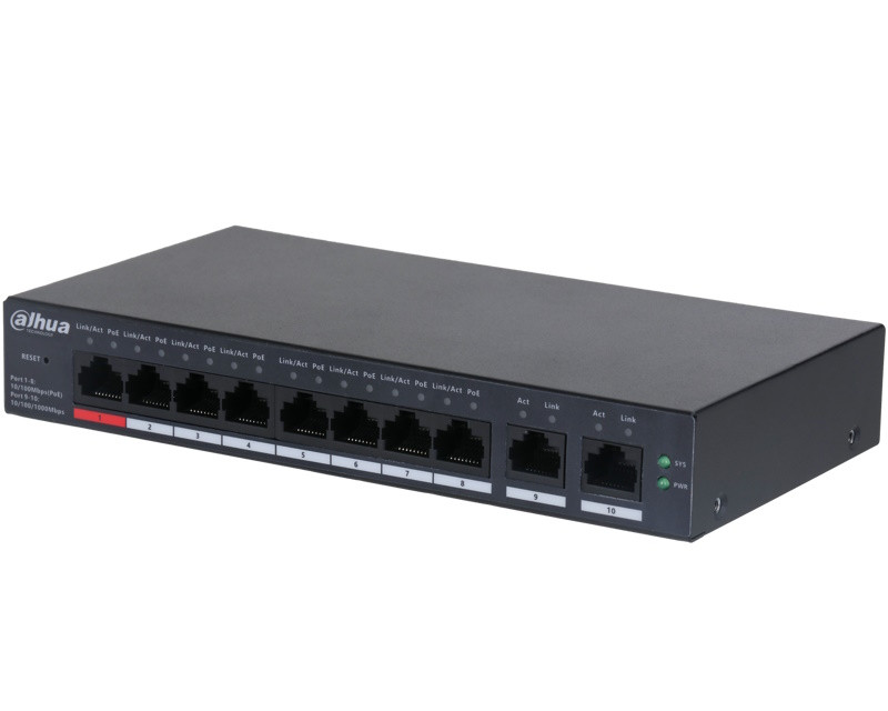 DAHUA - CS4010-8ET-110 10-Port Cloud Managed Desktop Switch with 8-Port PoE