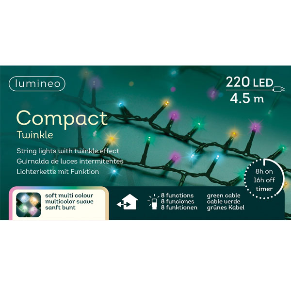 Lumineo Spoljašnje LED novogodišnje lampice 8 funkcija Multicolor 450cm 220L 49.5291