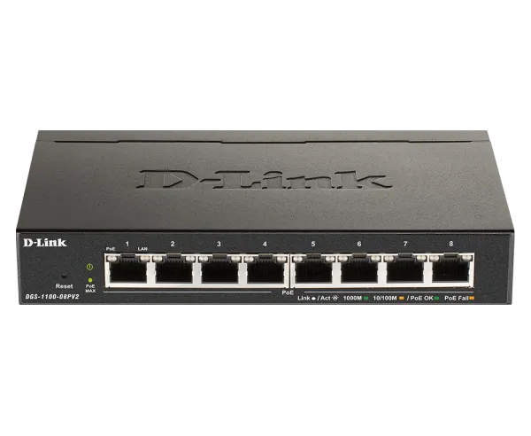 LAN Switch D-Link DGS-1100-08PV2 10/100/1000 8port PoE Smart