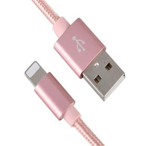 Xwave kabl USB Iphone 3A ALU 2m pleteni Roze Gold