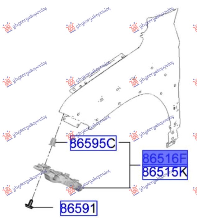 NOSAC PREDNJEG BRANIKA BOCNI PLASTICNI (O) Desna str. HYUNDAI KONA (2023-) (OEM: 86552-BE000, 86552BE000)