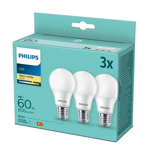 PHILIPS Led sijalica 8W (60W) A60 E27 WW FR ND 3PF/6 DISC