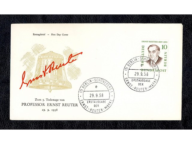 1958 Ersttagsbrief (FDC) Professor Ernst Reuter, Berlin