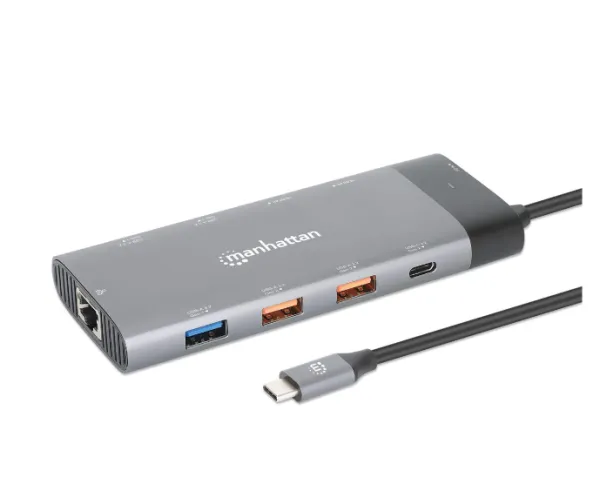 Docking station Manhattan 130714 10in1 USB-C - 2xHDMI/5xUSB/LAN/PD 100W