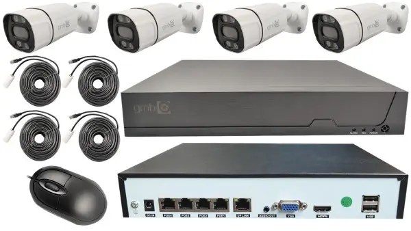 CAM-IP5MP-POEKITXM4W GMB kamera 5 mpix set full color IP 4 kamere POE NVR app xmeye sa mikrofonom 43079