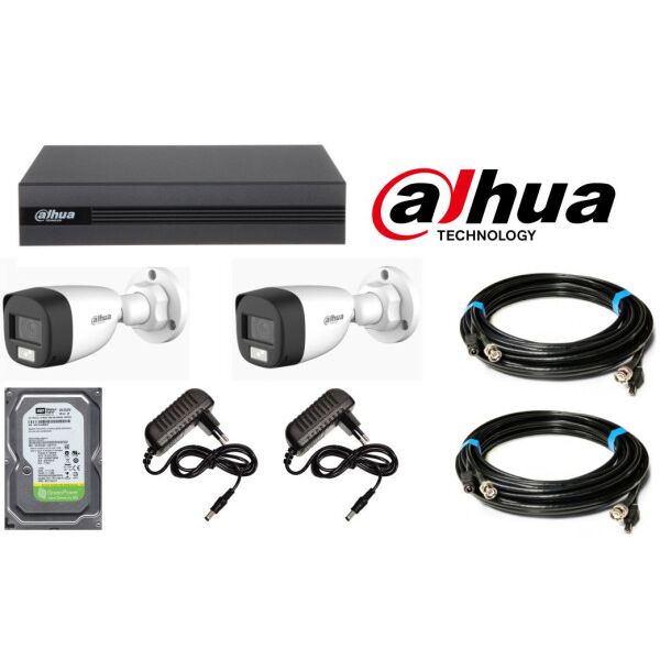 Dahua SET-17 * 2 kamere Full HD +Audio +DUAL LIGHT 2mpix, kab 2x15m,napajanje 2x12V 1Ah, 1TB (12190)