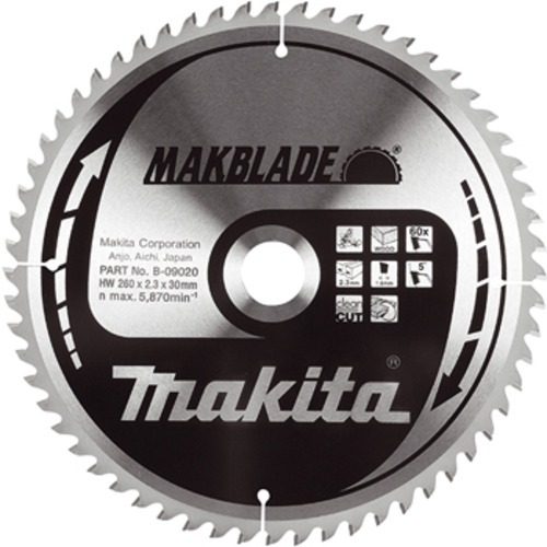 MAKITA B-09014 list za testeru od tvrdog metala MAKBlade Plus sa 60 zubaca 255/30mm