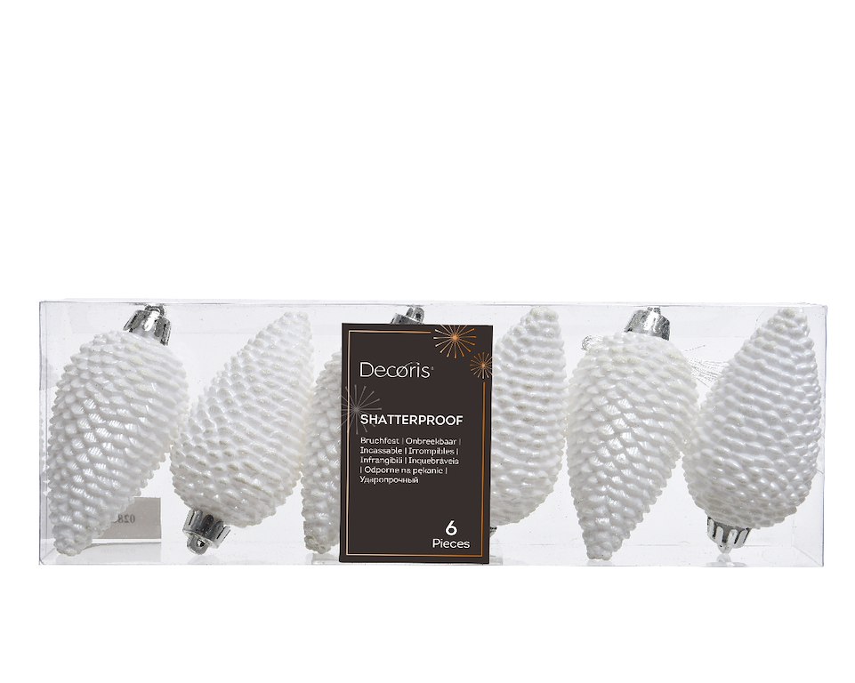 NG dekoracija - HANGING PINECONE SET 6pcs 8cm 028600 - Winter white - KMG