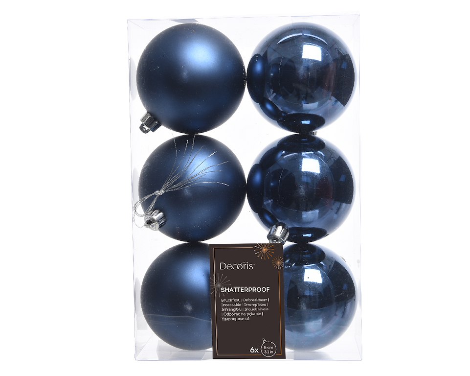 NG dekoracija - HANGING BAUBLE SET MIX 6pcs 8cm 022156 - Night blue - KMG