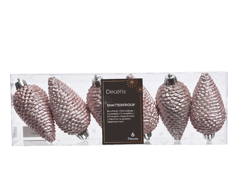 NG dekoracija - HANGING PINECONE SET 6pcs 8cm 028603 - Blush pink - KMG