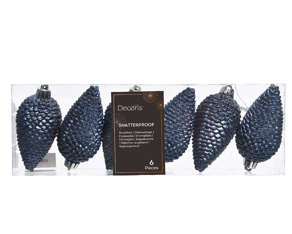 NG dekoracija - HANGING PINECONE SET 6pcs 8cm 028607 - Night blue - KMG