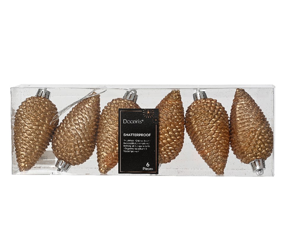 NG dekoracija - HANGING PINECONE SET 6pcs 8cm 028675 - Pecan brown - KMG