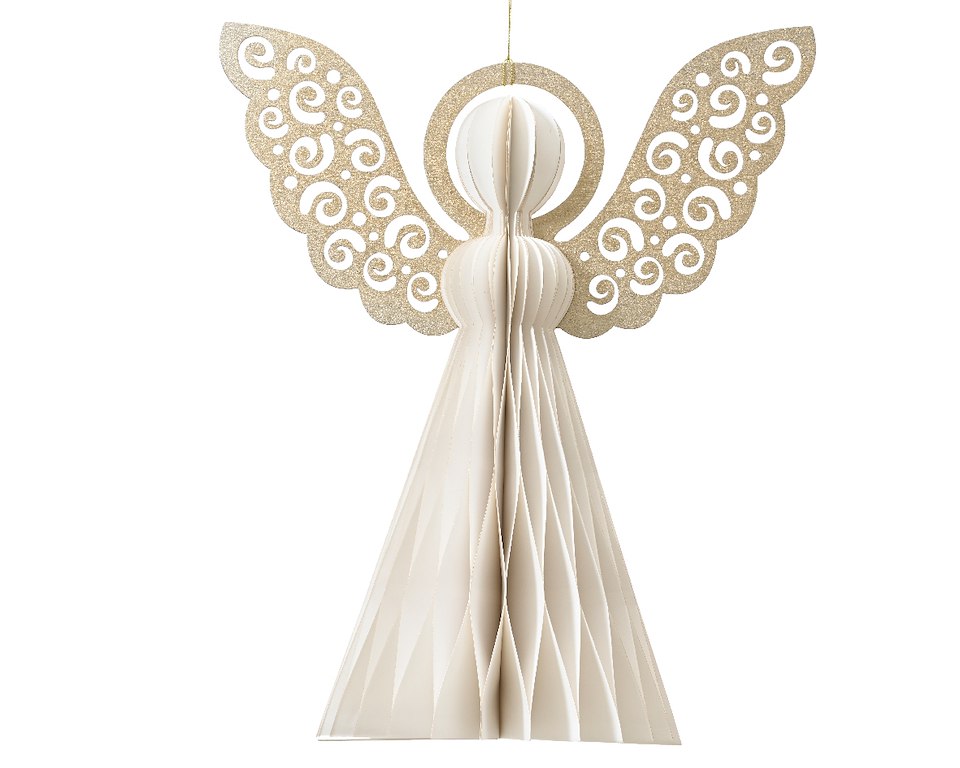 NG dekoracija - HANGING PAPER ANGEL 20cm 709256 - White - KMG