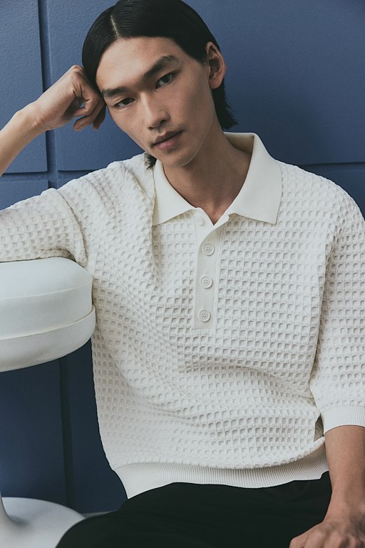 REGULAR FIT WAFFLE-KNIT POLO SHIRT