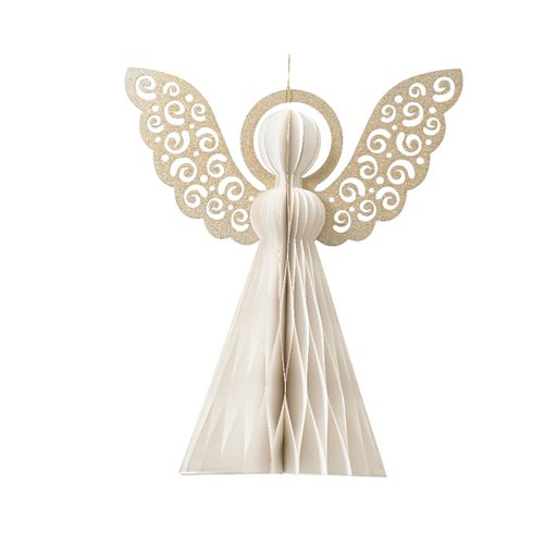 Ukras za jelku Hanging paper angel 15cm 709224 - White - KMG