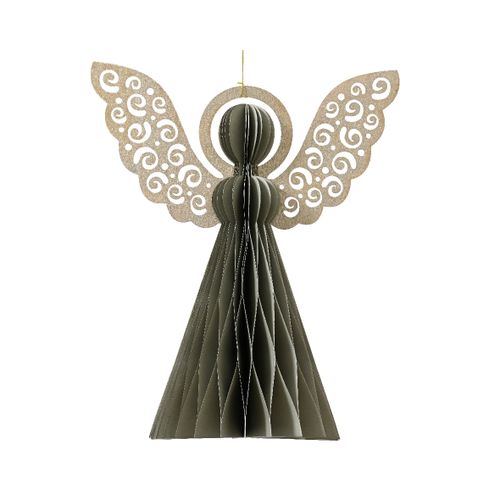 Ukras za jelku Hanging paper angel 15cm 709228 - Grey - KMG