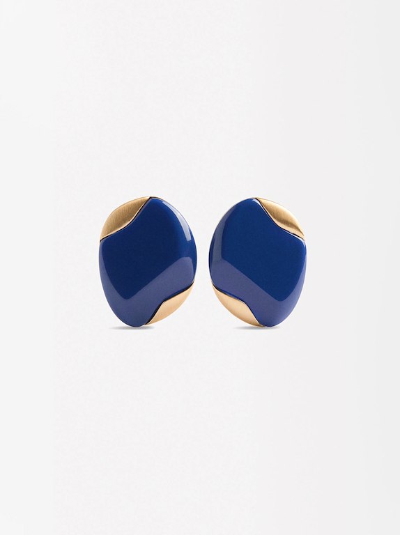 Oval earrings with metallic details