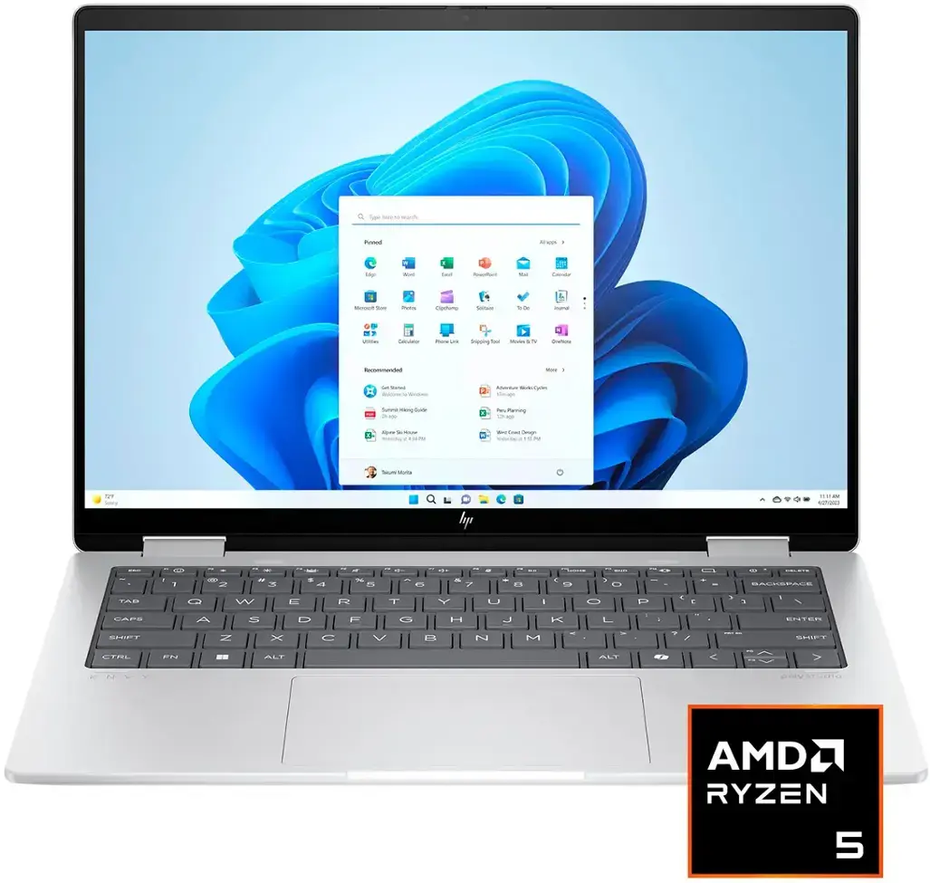 HP - Envy 2-in-1 14" 2K Touch-Screen Laptop - AMD Ryzen 5 - 16GB Memory - 512GB SSD - Glacier Silver