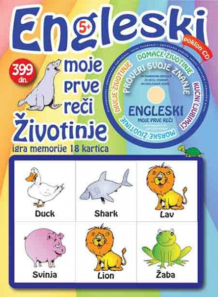 5+: ENGLESKI moje prve reči - životinje + CD igralica