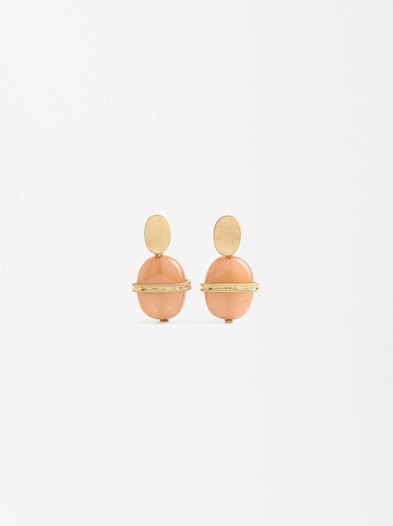 Oval Earrings With Stone Effect