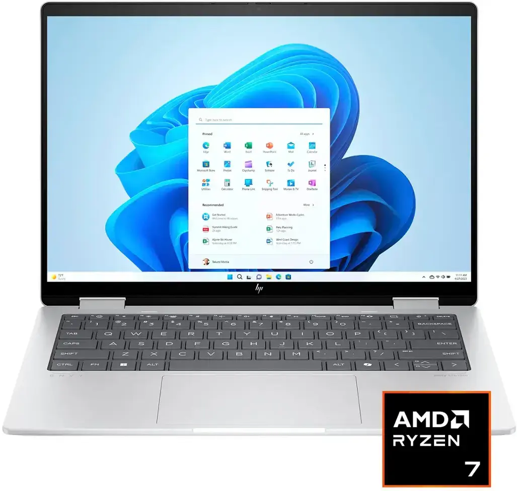 HP - Envy 2-in-1 14" 2K Touch-Screen Laptop - AMD Ryzen 7 - 16GB Memory - 1TB SSD - Glacier Silver