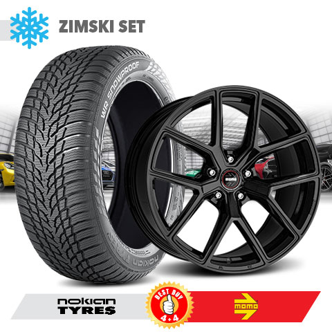 235/60 R18 SET Z NOKIAN + MOMO RF01 SB BLK 5/114.3 + TPMS