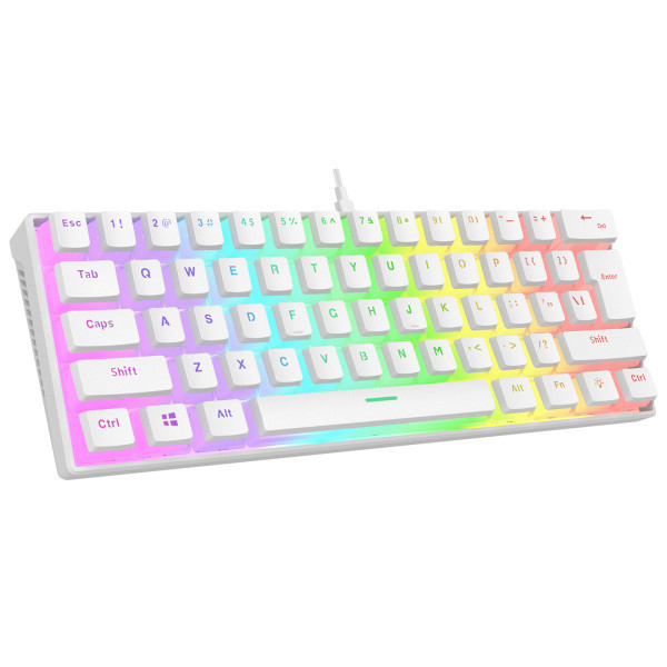 Tastatura USB-C Rampage RADIANT K11 Red Switch US RGB bela