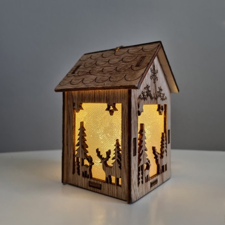 Dekordom led ukras wooden house sydb-0421105 - 10cm - design 1 ( 023483 )