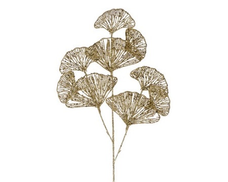 Dekordom novogodišnji cvet - glitter gingko leaf 25cm 515426 - gold - kmg ( 041136 )