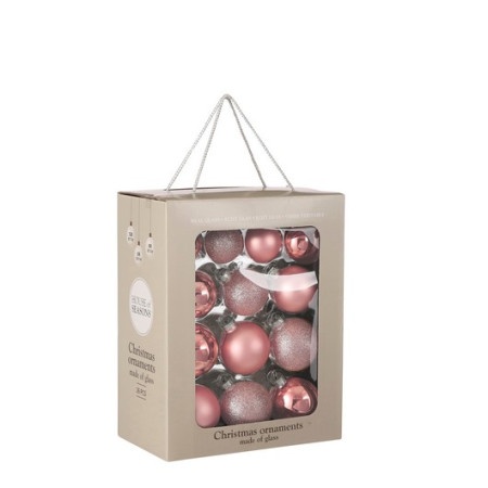 Dekordom novogodišnja dekoracija - hanging bauble glass set 26pcs 7cm 1143777 - pink - edl ( 041292 )