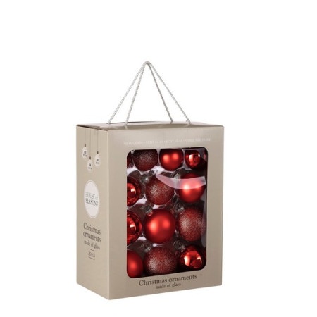 Dekordom novogodišnja dekoracija - hanging bauble glass set 26pcs 7cm 1143787 - red - edl ( 041297 )