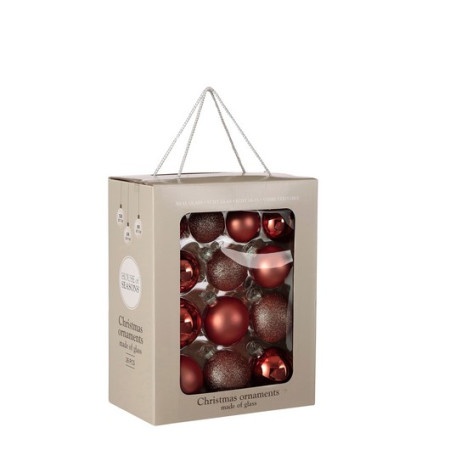 Dekordom novogodišnja dekoracija - hanging bauble glass set 26pcs 7cm 1143789 - dark red - edl ( 041299 )