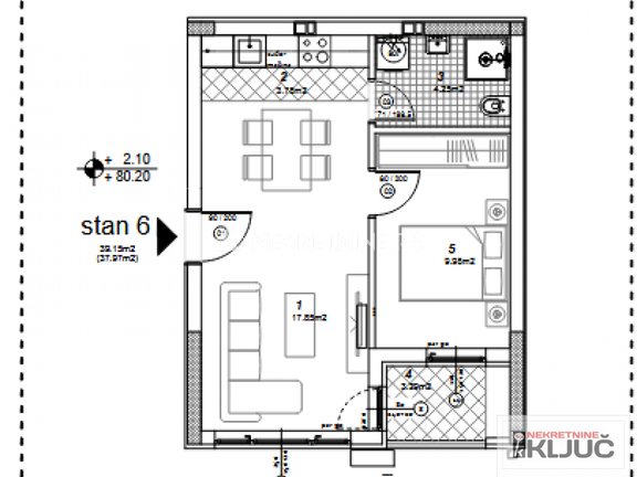 TELEP, 38m2, Dvosoban sa pdv