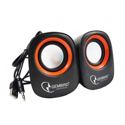 SPK-107 ** Gembird Stereo zvucnici Orange/Black, 2 x 3W RMS USB pwr, 3.5mm kutija sa prozorom (379)