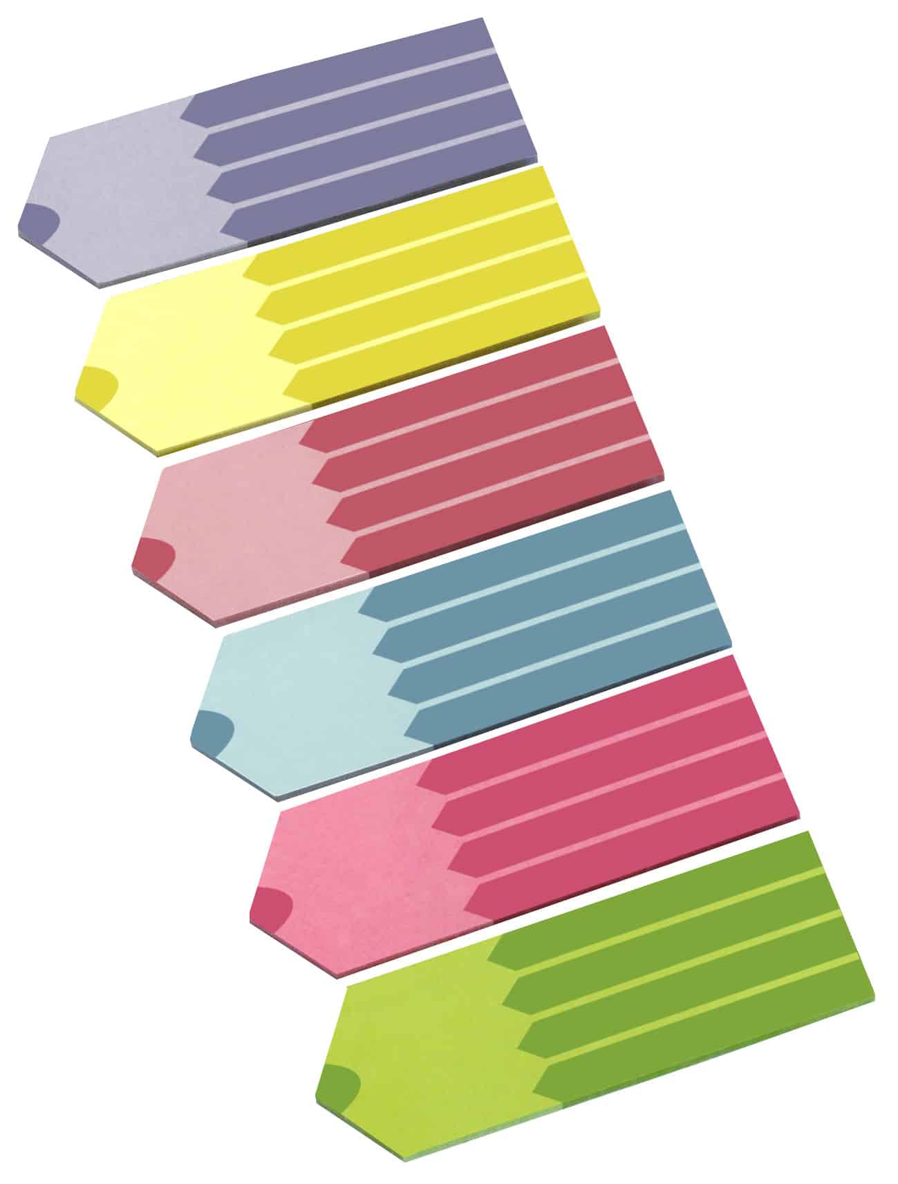 Page Marker “pencil style” 6x25l, 18x55mm Info Notes