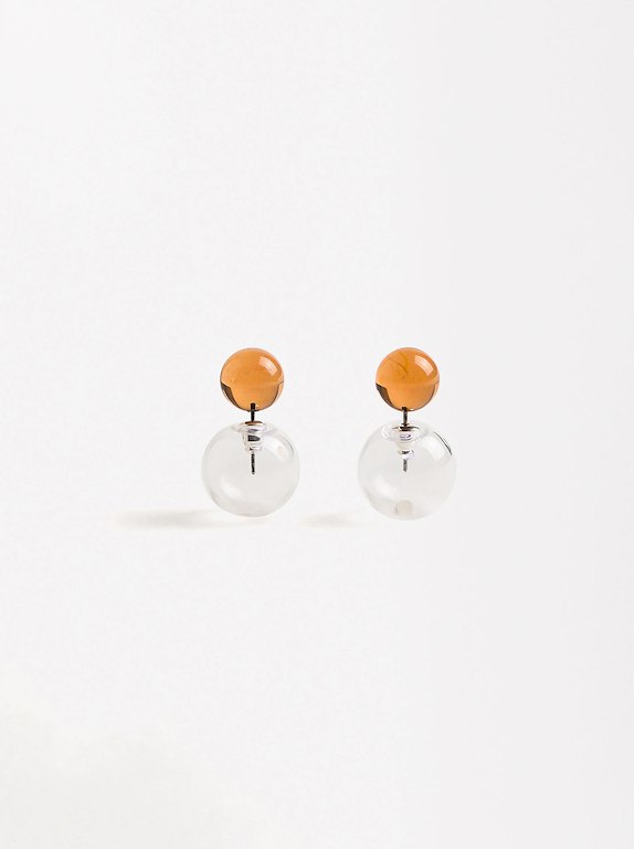 Resin And Crystal Sphere Earrings