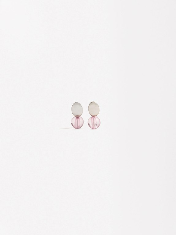 Short Earrings With Resin