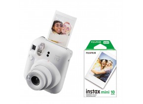 FUJIFILM INSTAX MINI 12 Instant Film Camera (CLAY WHITE) + INSTAX Mini Film 2-Pack