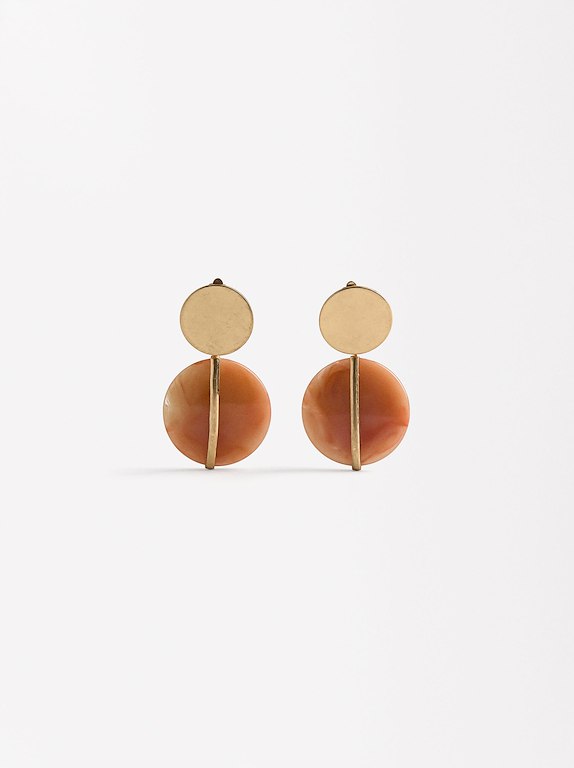 Round Earrings With Stone Effect